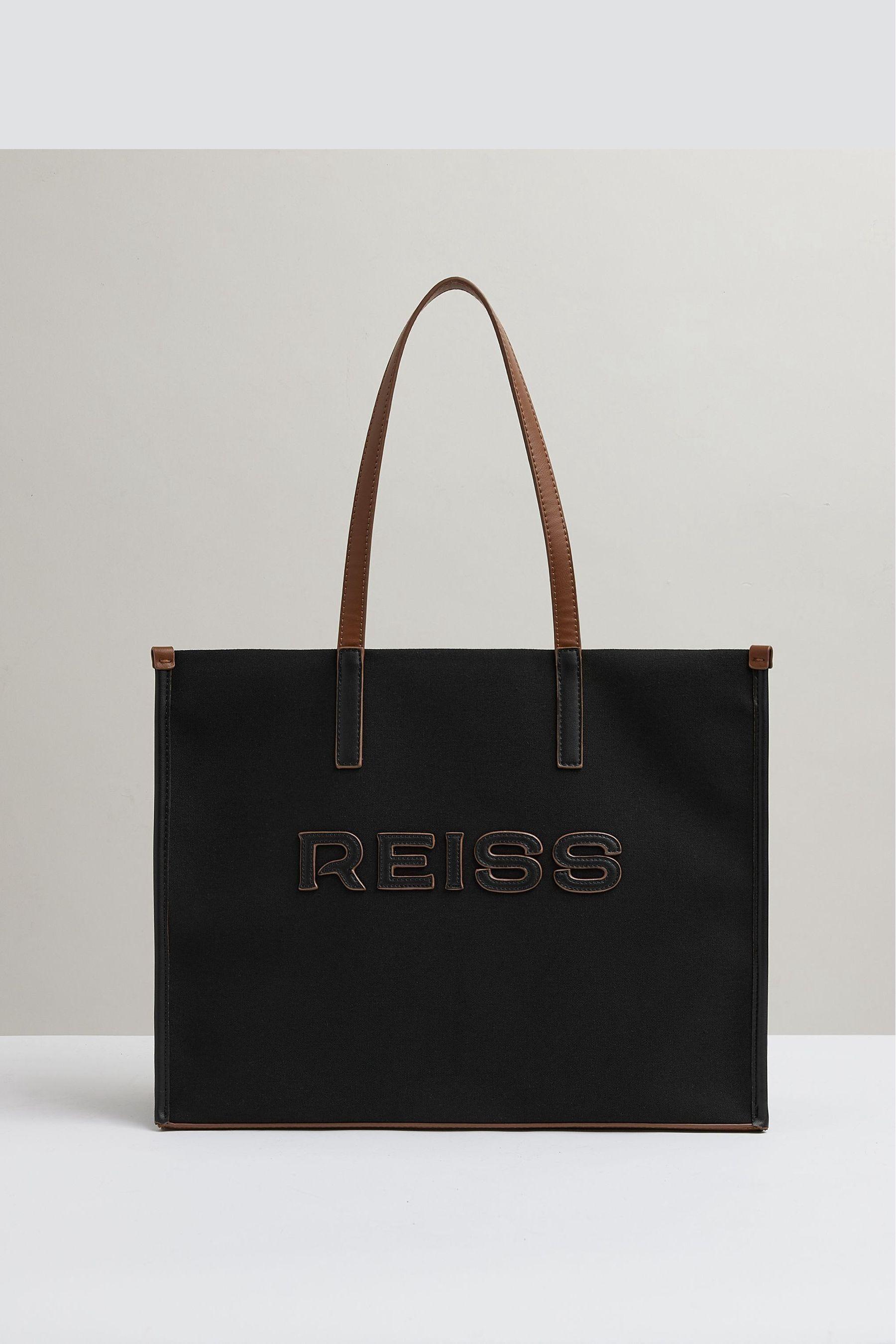 Reiss Lola - Black Canvas Logo Tote Bag | Lyst