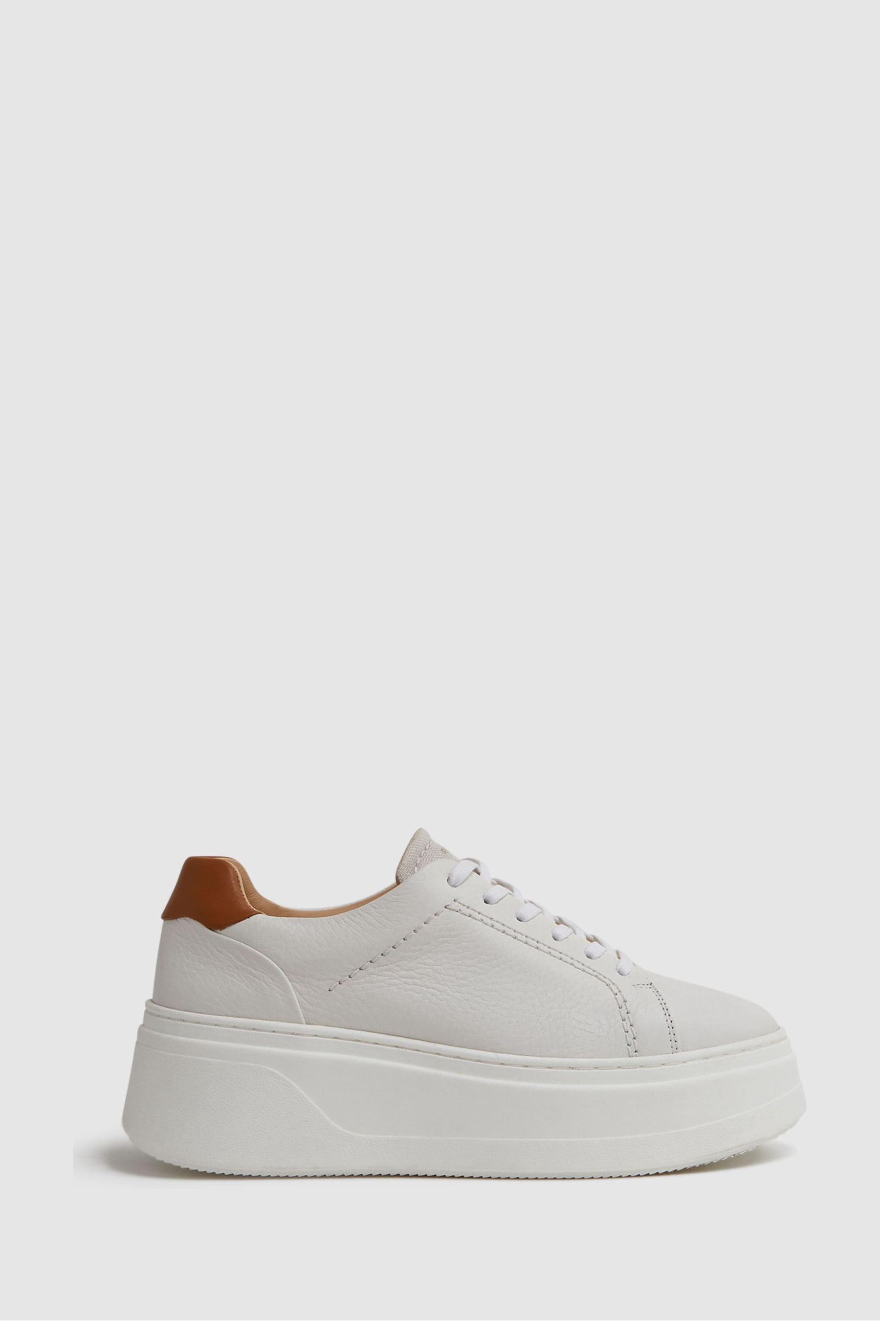 Reiss Connie Trainers Leather Brand Print in White | Lyst UK