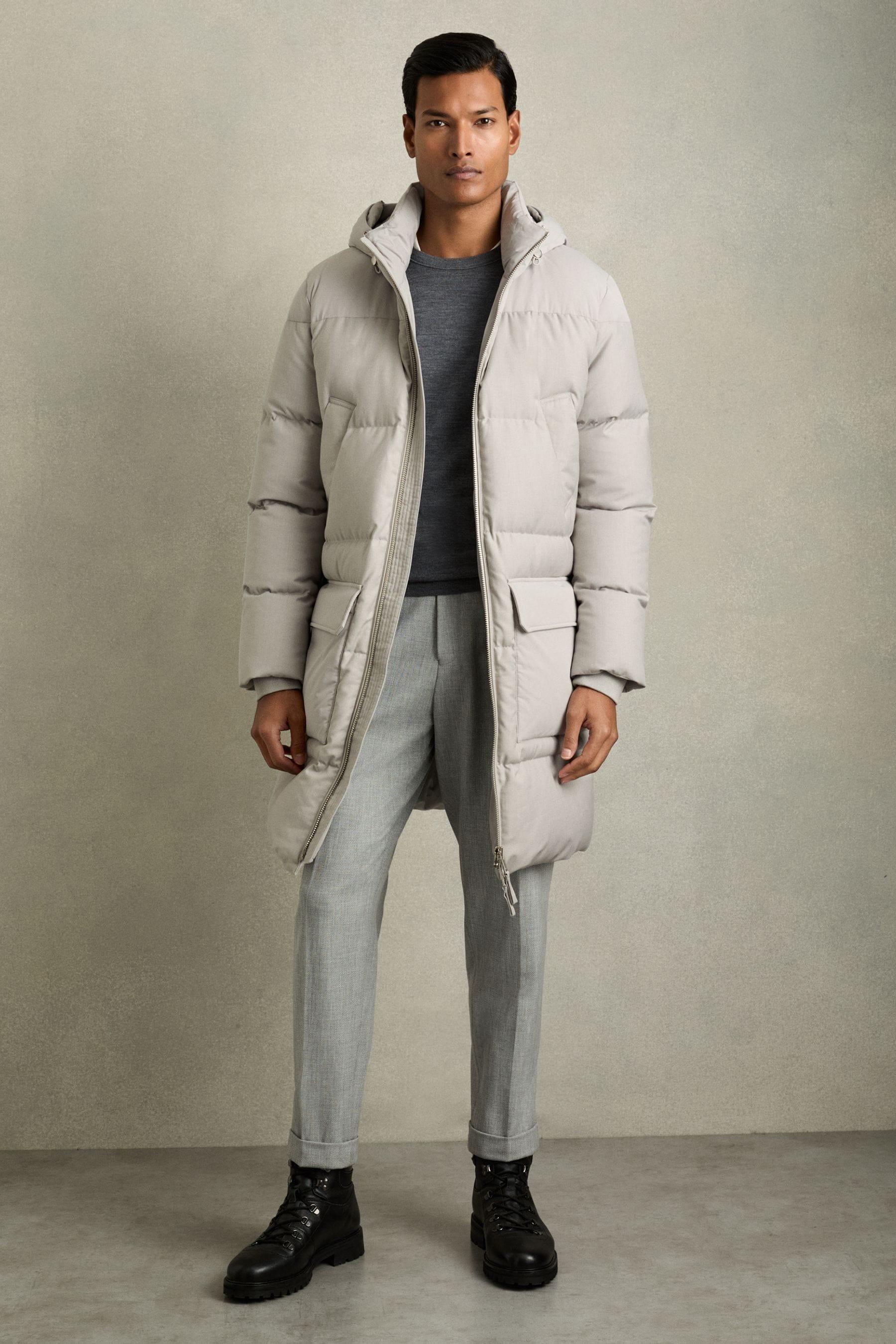 Reiss Stadium - Grey Quilted Longline Puffer Jacket, Xs in Natural for ...