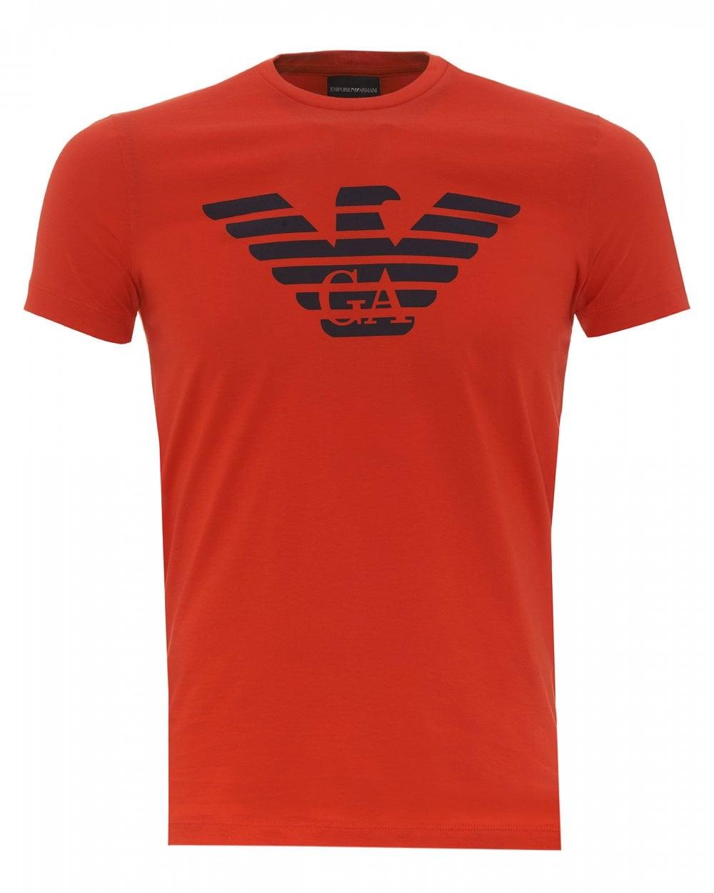 Emporio Armani Eagle Logo T Shirt Red Regular Fit Tee In Red For Men