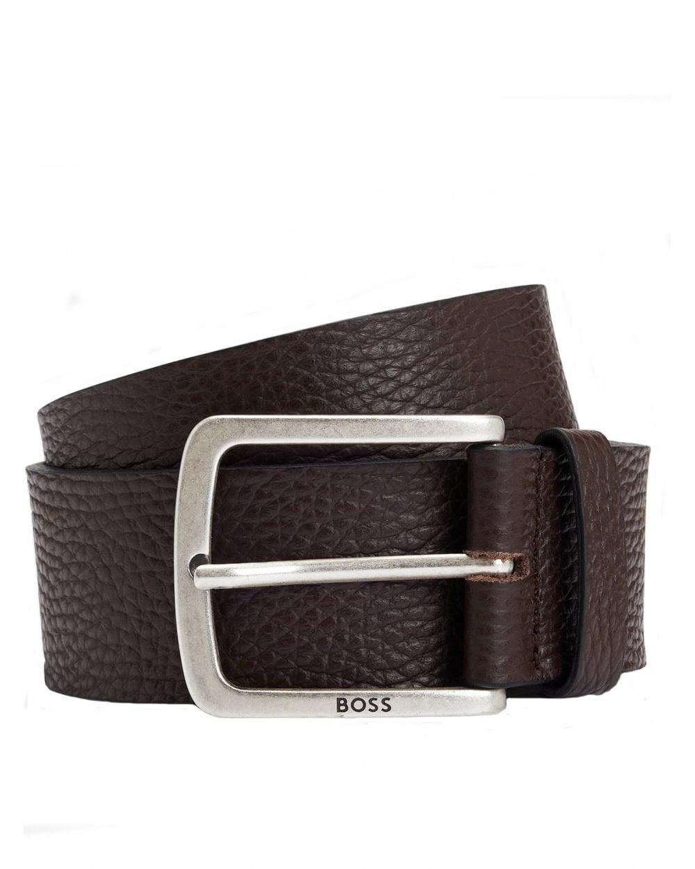 BOSS Jor-gr_sz40 Leather Logo Belt Dark Brown in Black for Men | Lyst UK