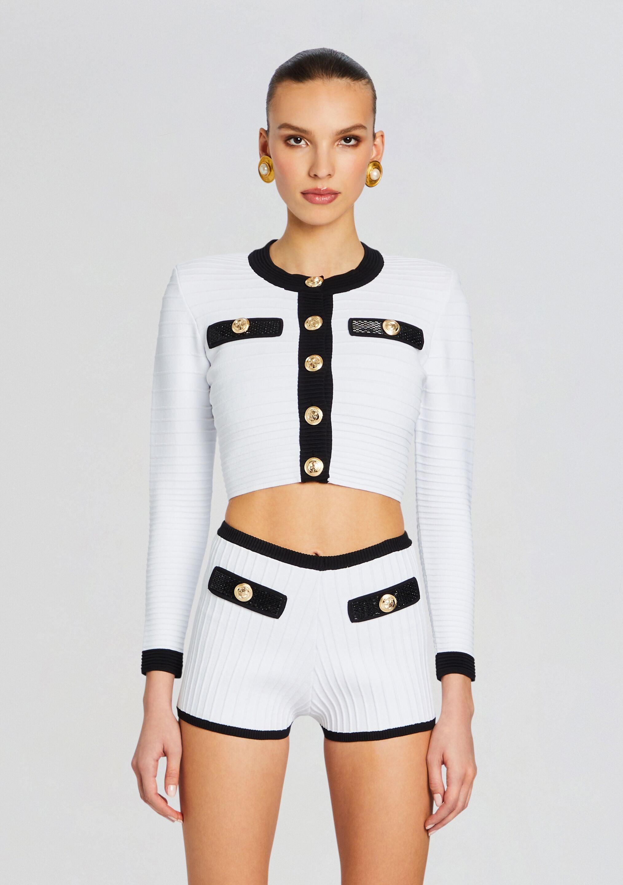 retroféte Ainsley Bandage Knit Jacket in White | Lyst