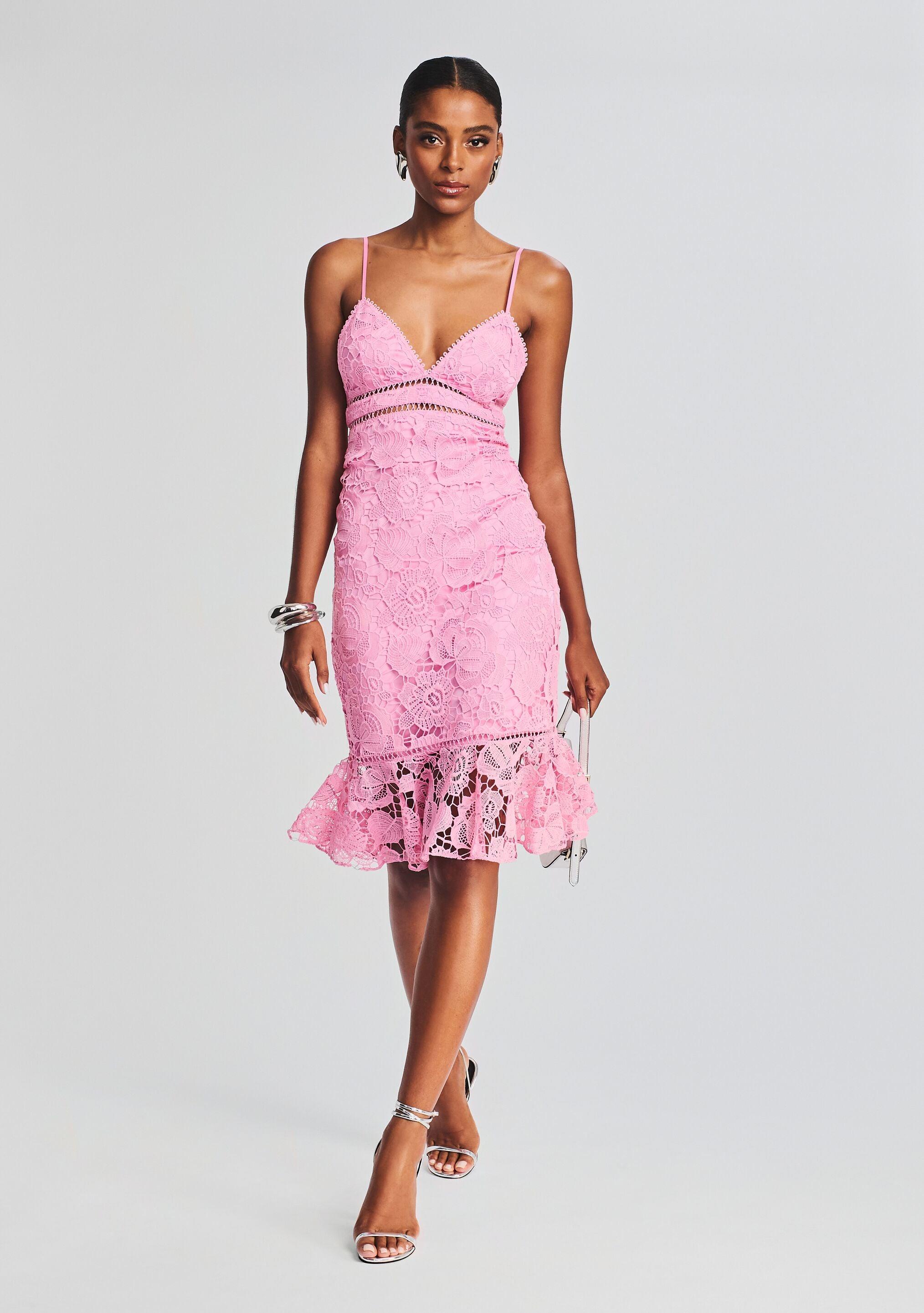 Rococo Sand Eliza Lace Midi Dress in Pink | Lyst