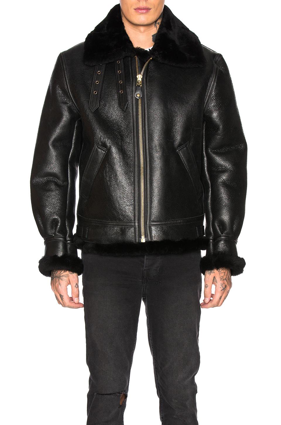 Schott Nyc B-3 Sheepskin Leather Bomber Jacket in Black for Men - Lyst