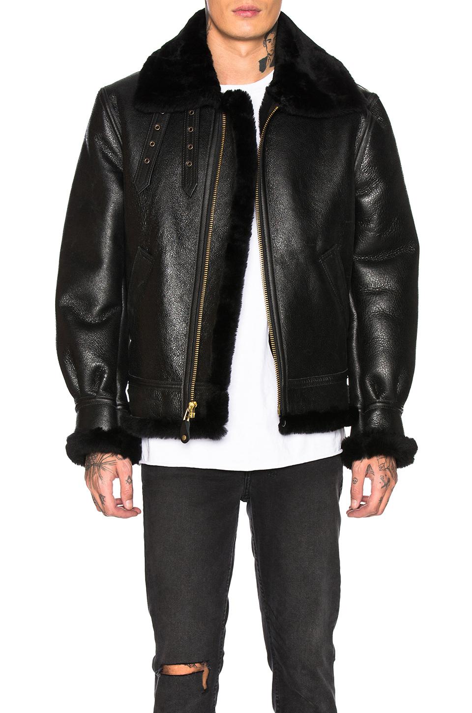 Schott Nyc B-3 Sheepskin Leather Bomber Jacket in Black for Men | Lyst UK