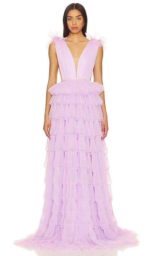 SAU LEE Sabrina Gown in Purple | Lyst