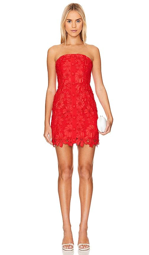 MILLY Roja Lace Mini Dress in Red | Lyst