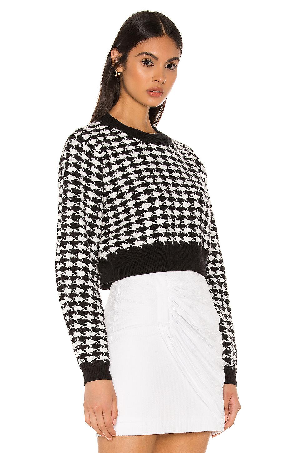 Superdown Synthetic Felicity Houndstooth Sweater In Black And White