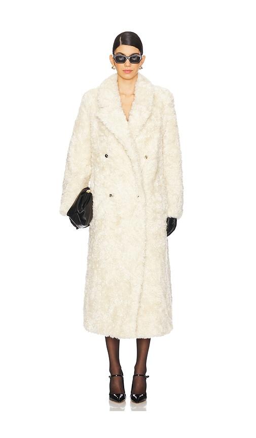 A.L.C. Faux Fur Double Breasted Coat in White | Lyst