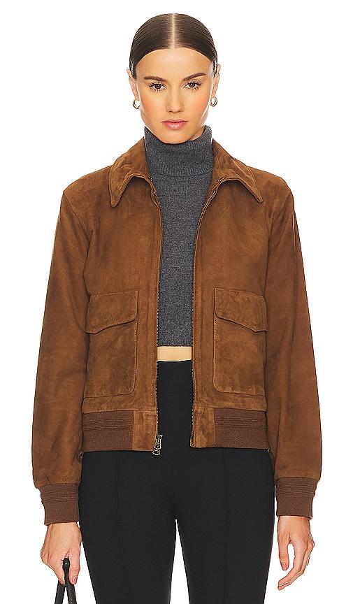 Polo Ralph Lauren Goat Suede Amelia Bomber Jacket in Brown | Lyst UK