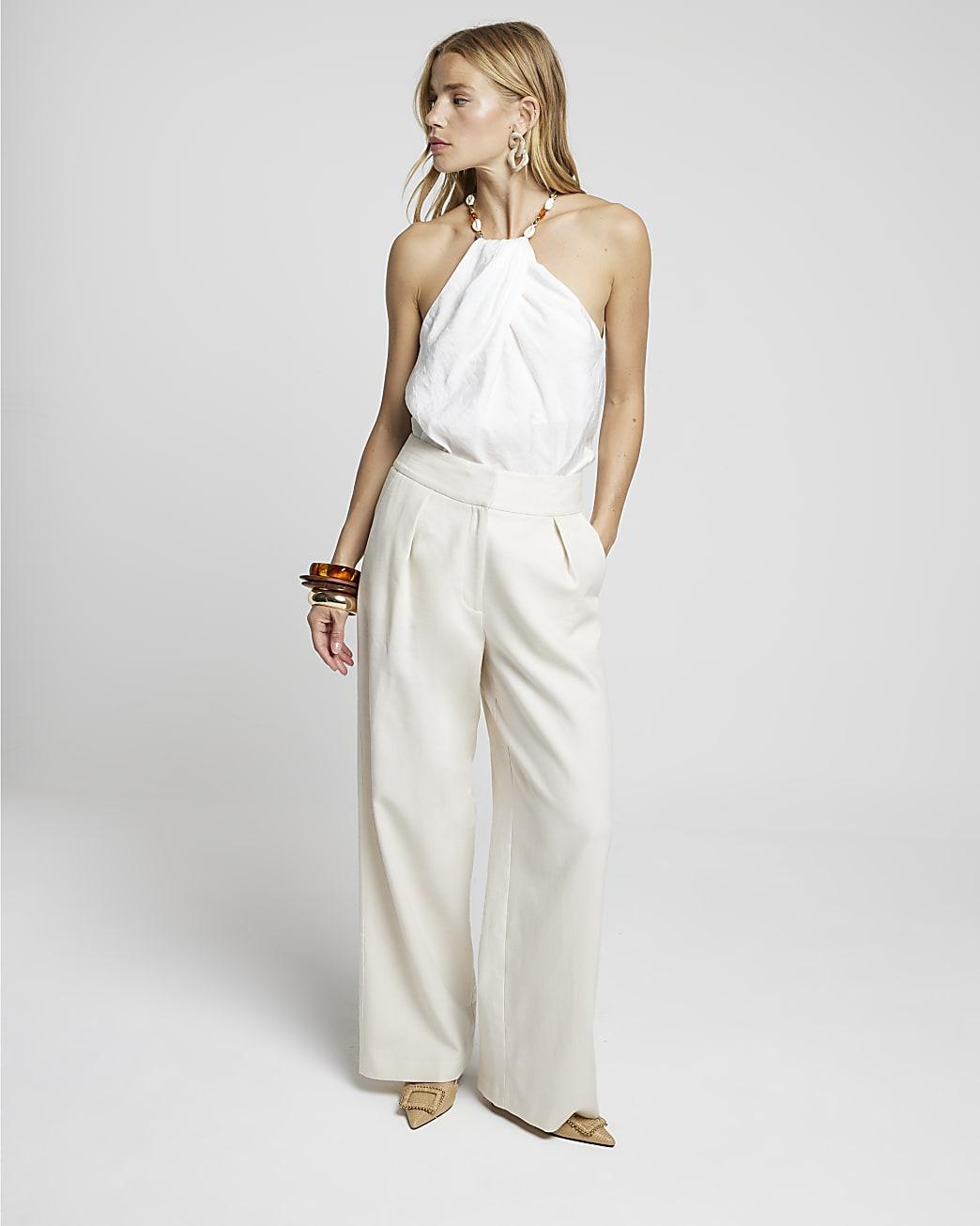 River Island Shell Strap Halter Neck Top in White | Lyst