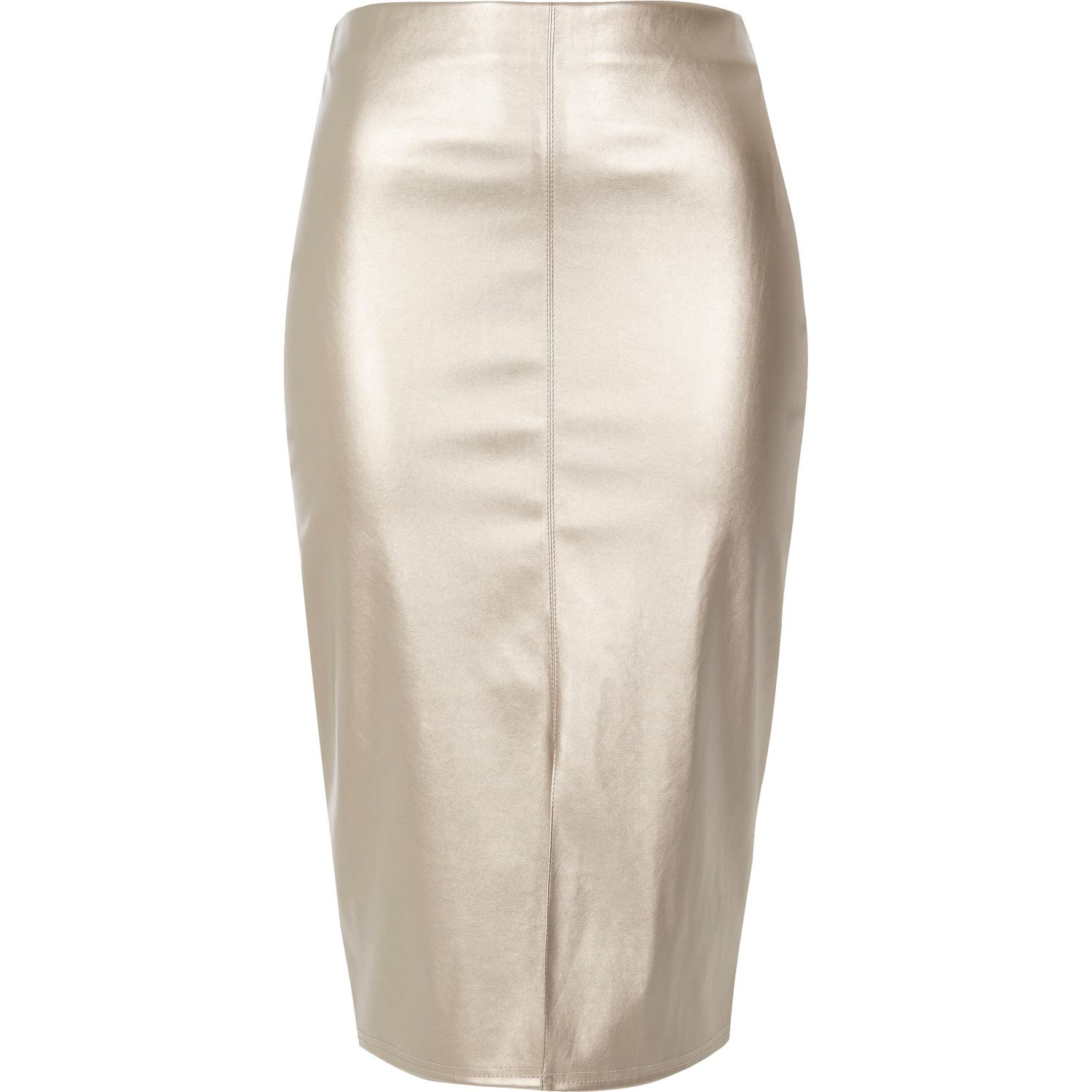 River Island Silver Metallic Pencil Skirt In Gray Lyst