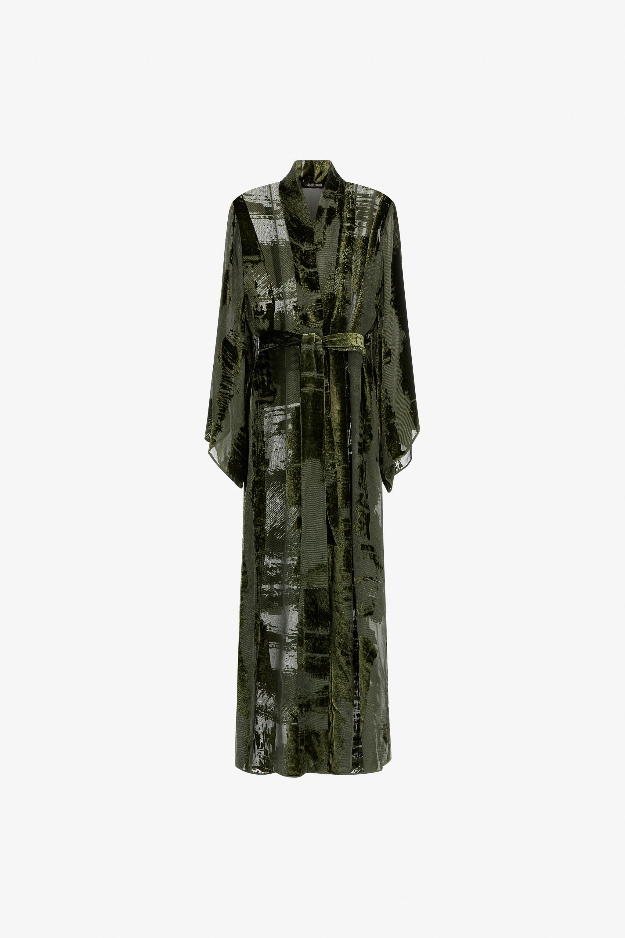 Roberto Cavalli Dressing Gown With Devorè Effect in Green | Lyst