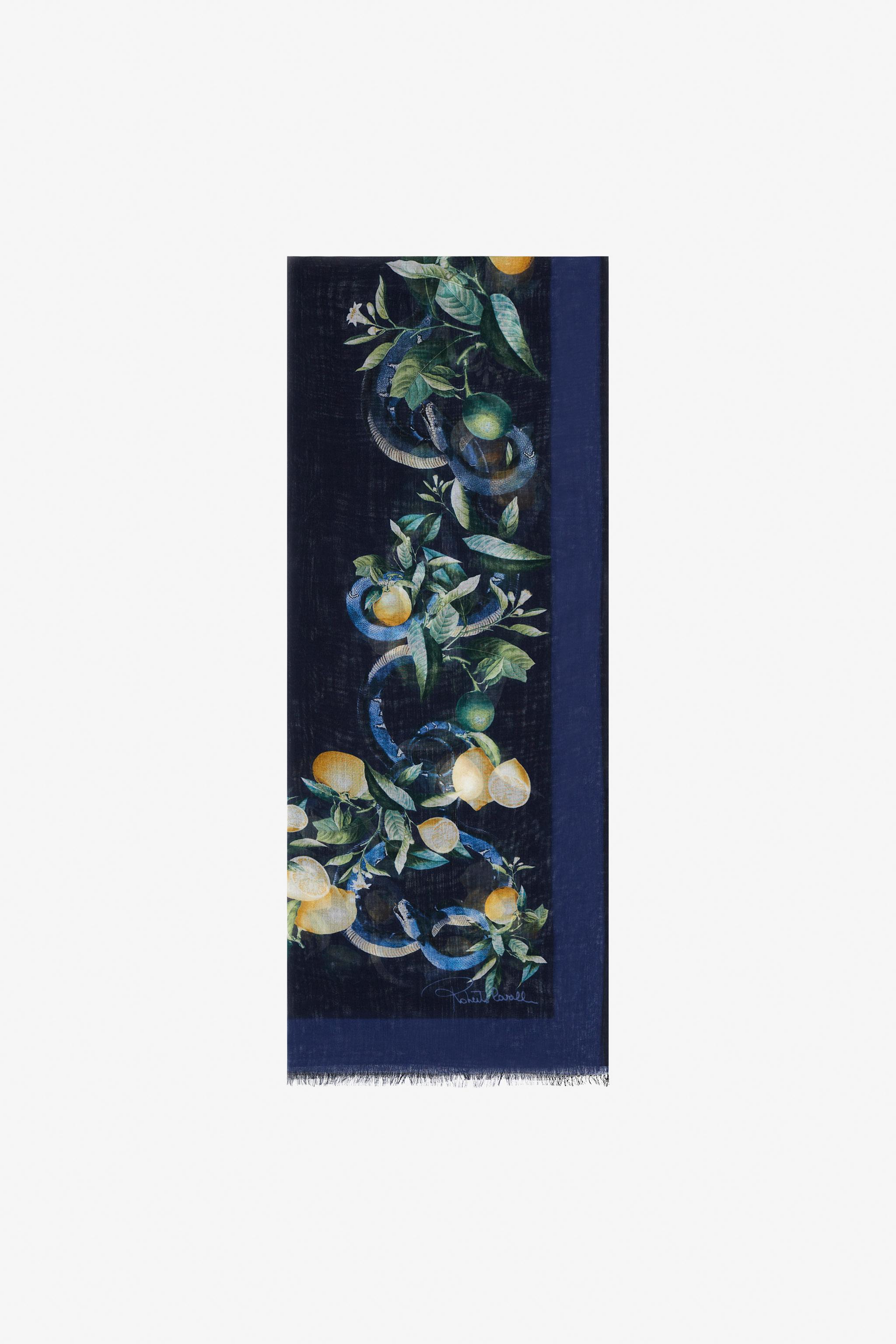 Roberto Cavalli Stole With Lemon Print in Blue | Lyst UK