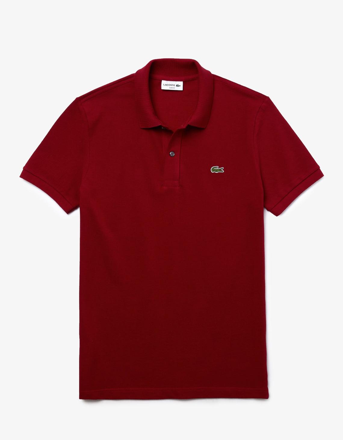 Lacoste Slim Fit Petit Piqué Polo Shirt Bordeaux in Red for Men | Lyst