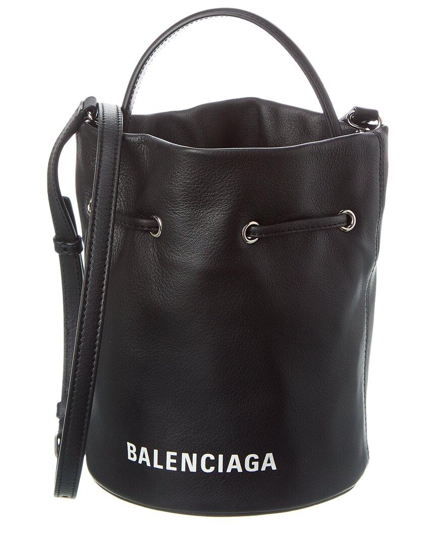 Balenciaga Everyday Drawstring Xs Leather Bucket Bag in Black | Lyst