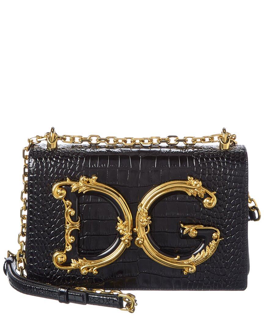 Dolce & Gabbana Dg Girls Croc-embossed Leather Shoulder Bag in Black ...