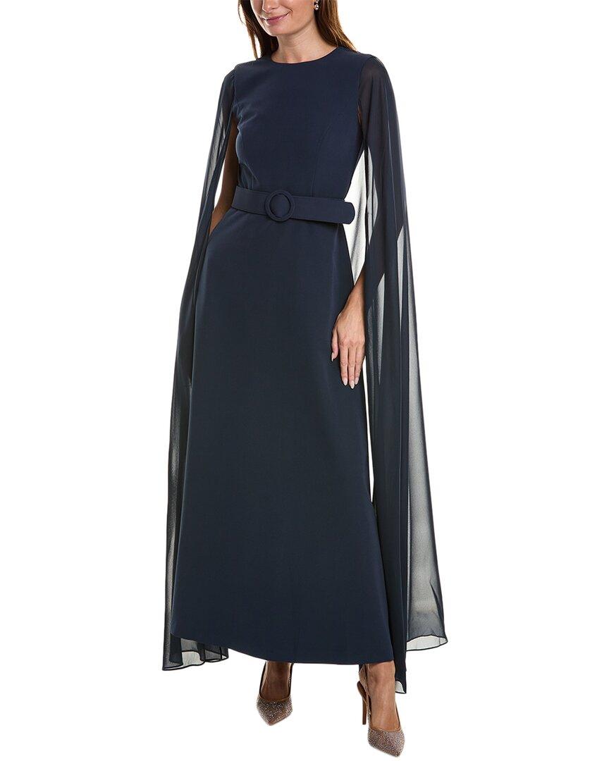 Kay Unger Freya Cape Gown in Blue | Lyst