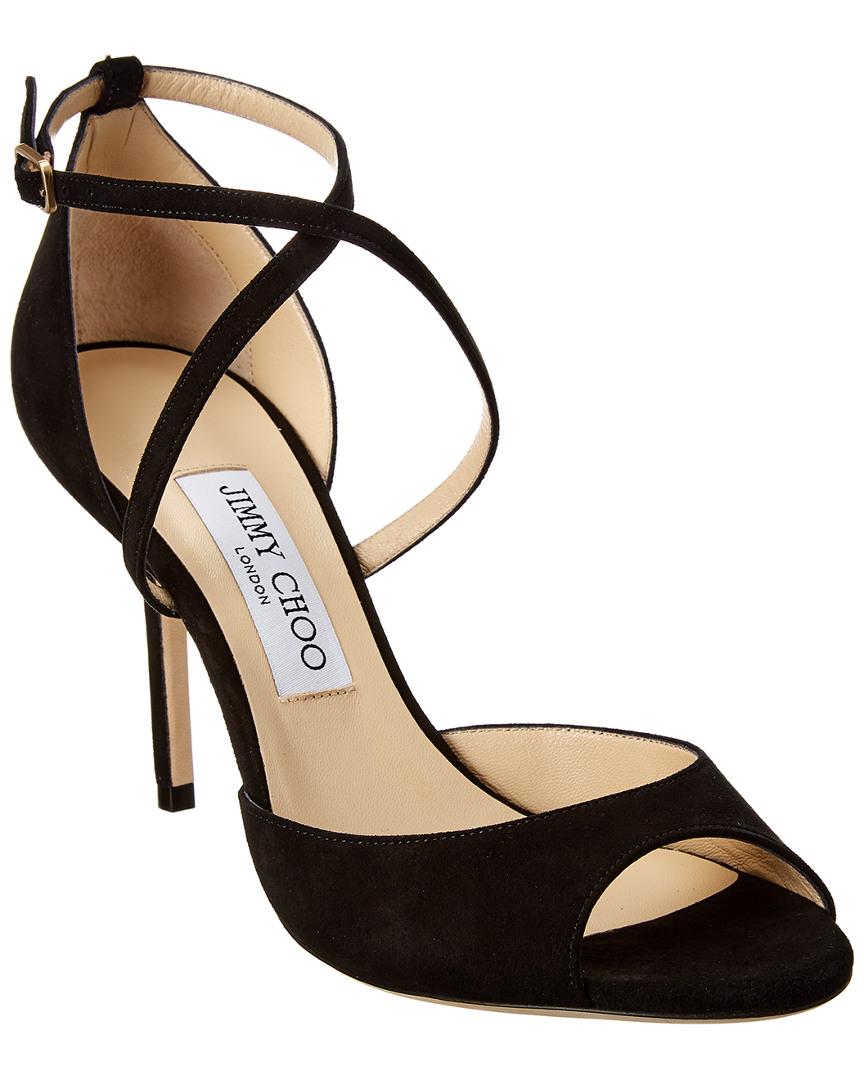 Jimmy Choo Emily 85 Suede Sandals in Black | Lyst