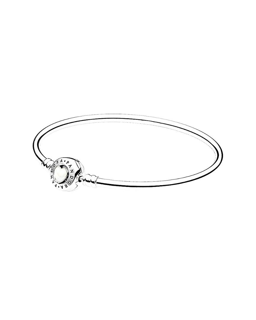 PANDORA Charm Carrier Silver Bangle in White (Metallic) - Lyst
