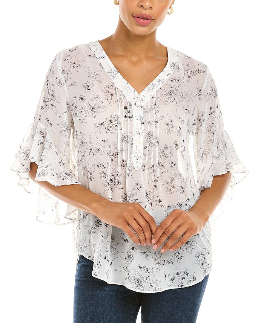Vince Camuto Flutter Sleeve Whisper Stitch Top In White Lyst