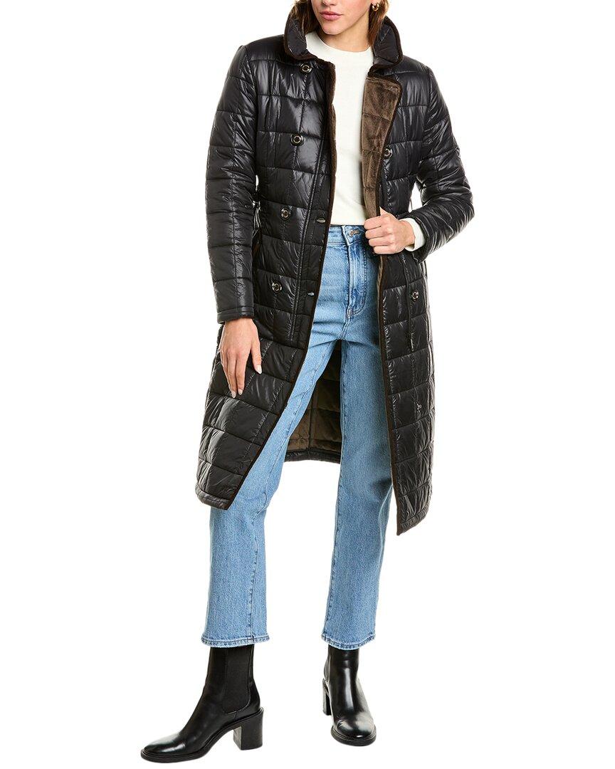 Sam Edelman Double-breasted Valboa Backed Trench Coat in Black | Lyst