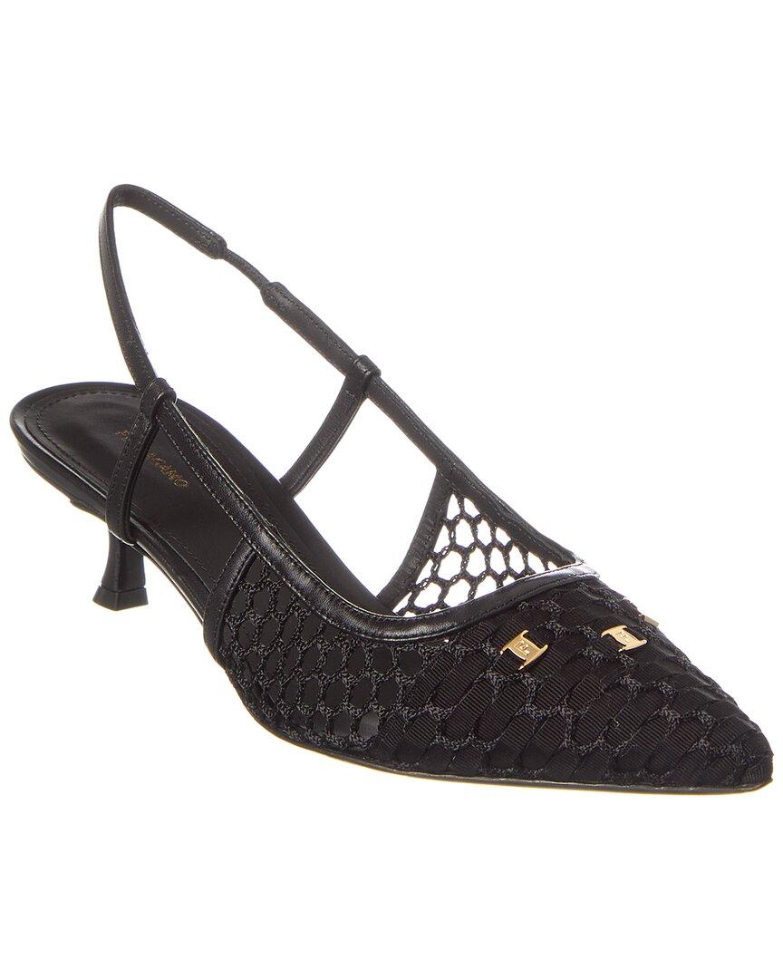 Ferragamo Vara Chain Mesh & Leather Slingback Pump in Black | Lyst