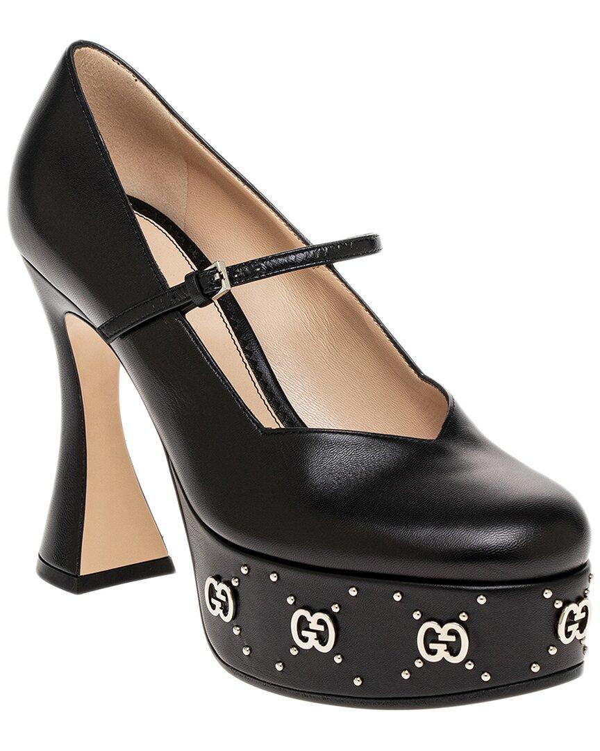 Gucci Malaga Leather Platform Pump in Black | Lyst