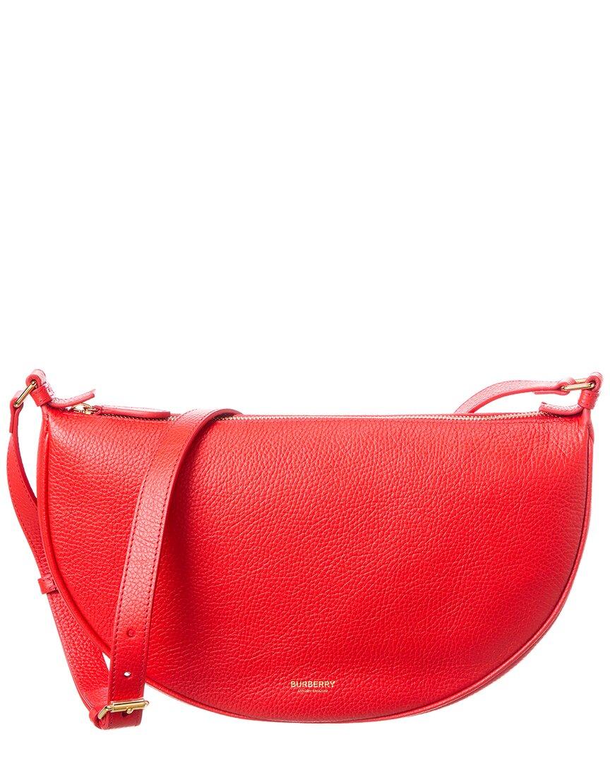 Burberry Half Moon Leather Hobo Bag in Red | Lyst UK