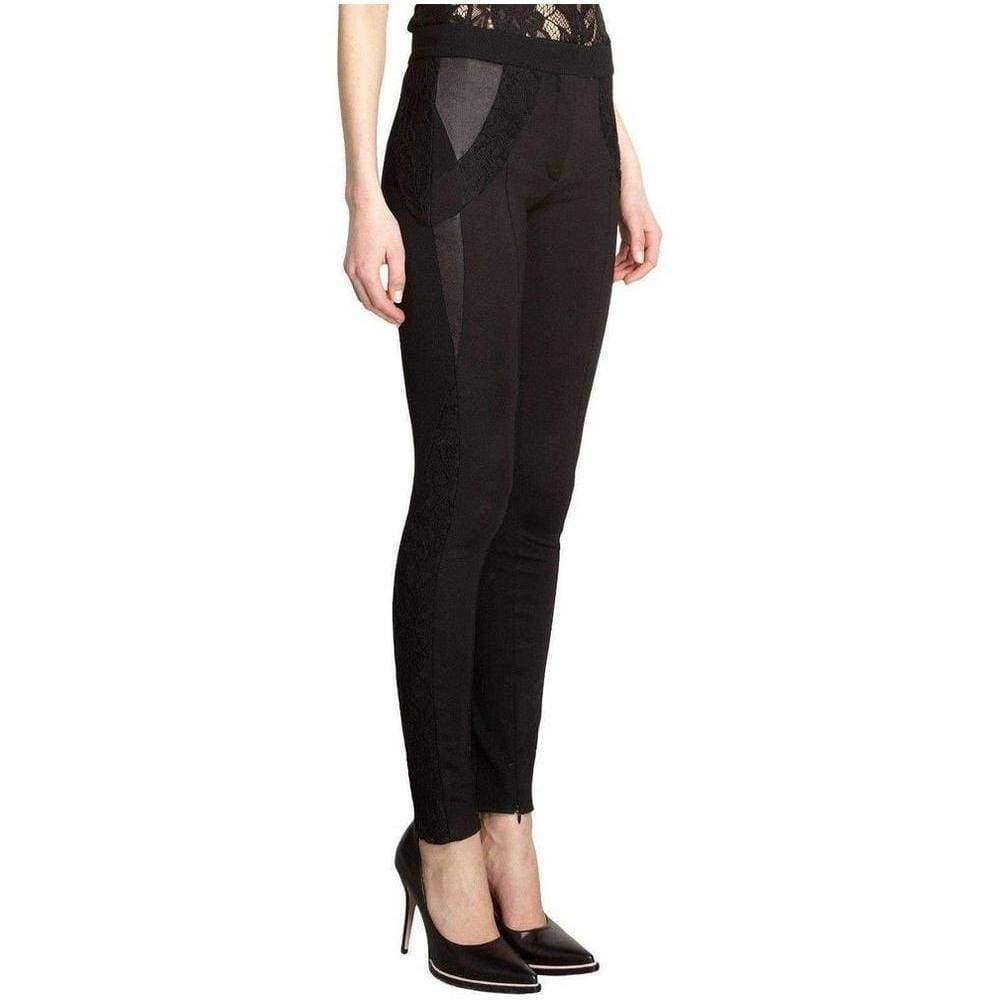 Nina Ricci Black Lace Trim Wool Leggings Trousers - Lyst