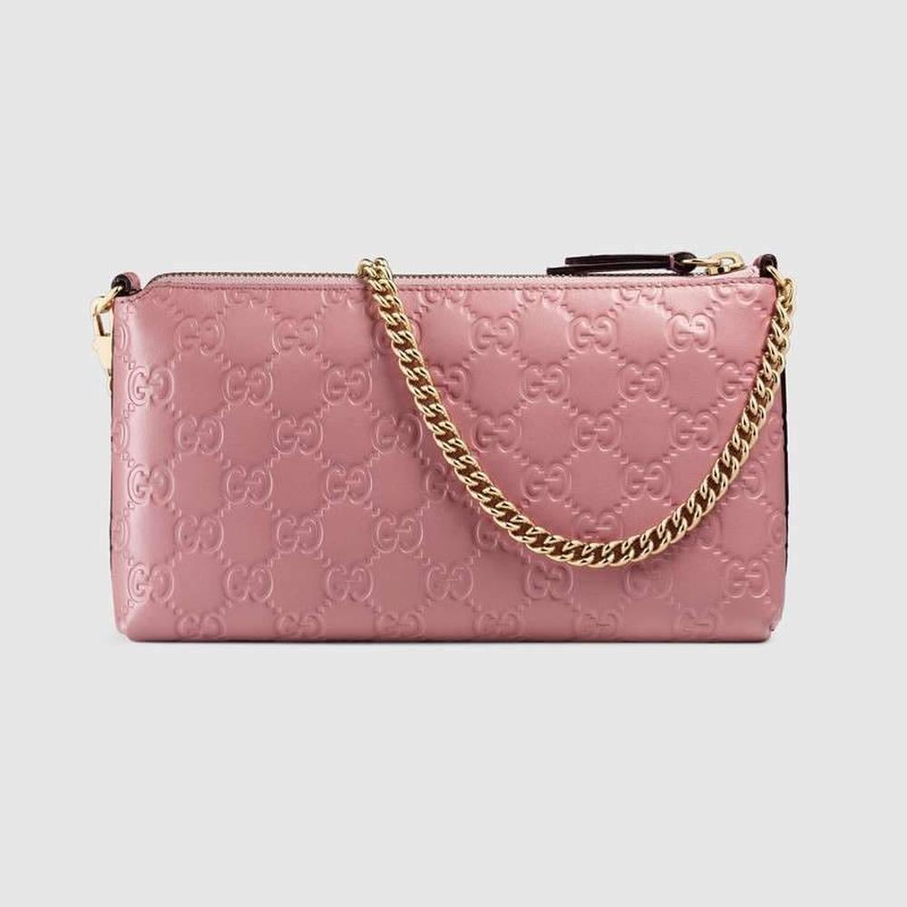 Gucci Signature Pink Leather Wristlet Wallet - Lyst