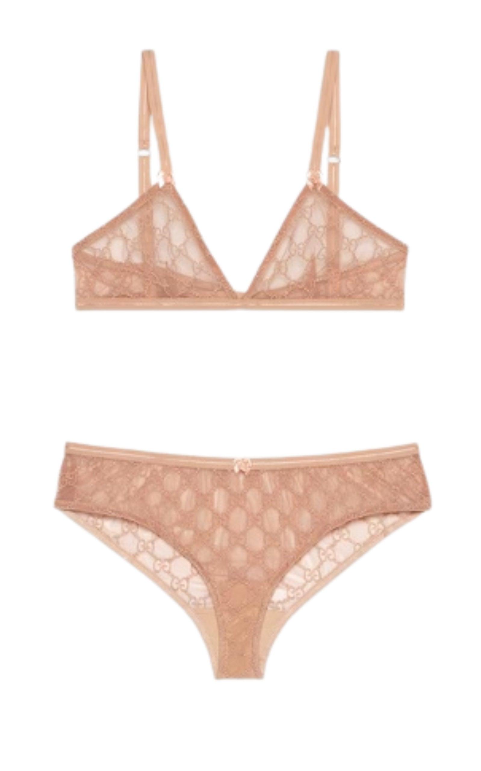 Gucci GG All Over Embroidered Tulle Lingerie Set | Lyst