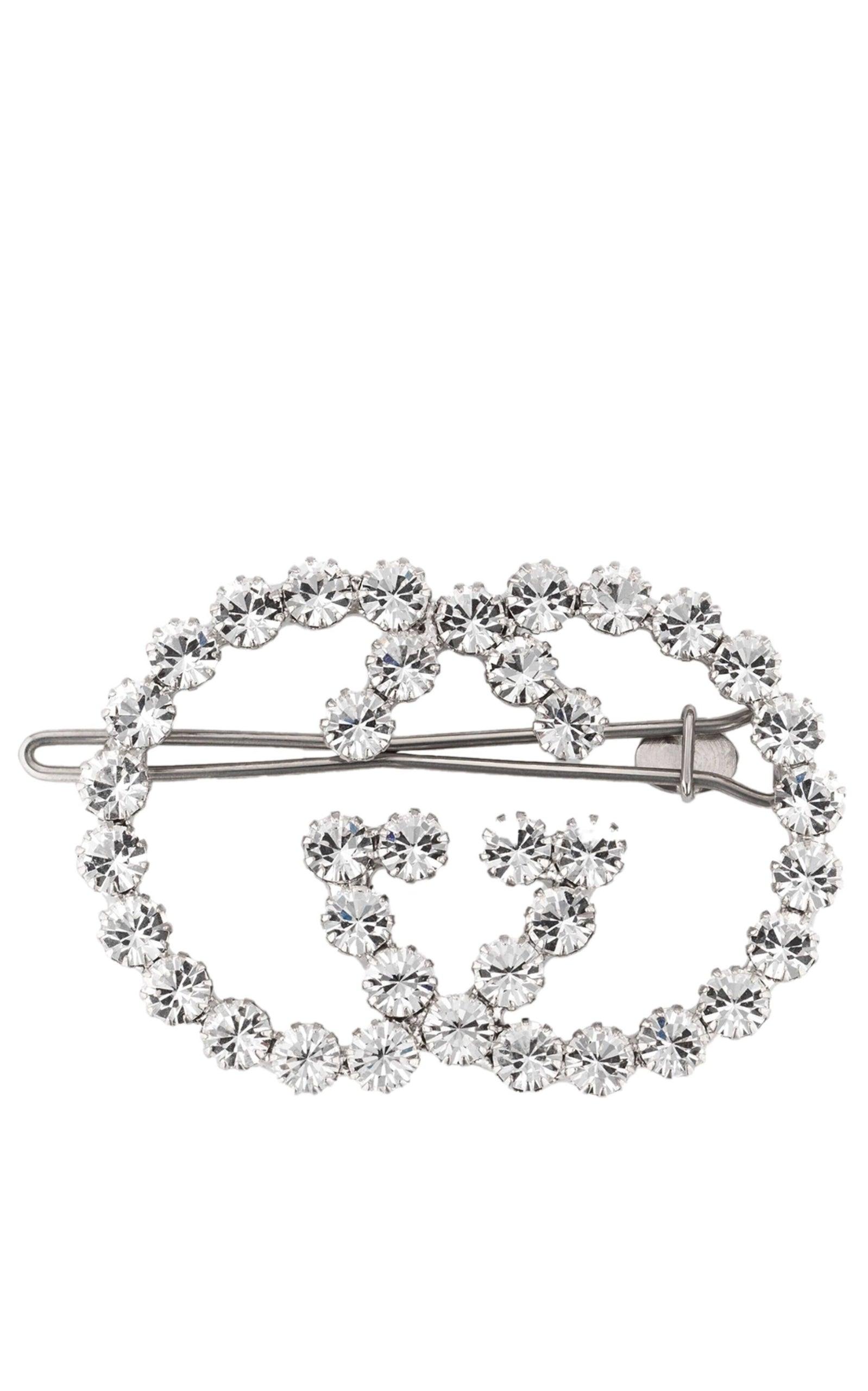 Gucci Crystal-embellished Interlocking G Hair Clip in White | Lyst