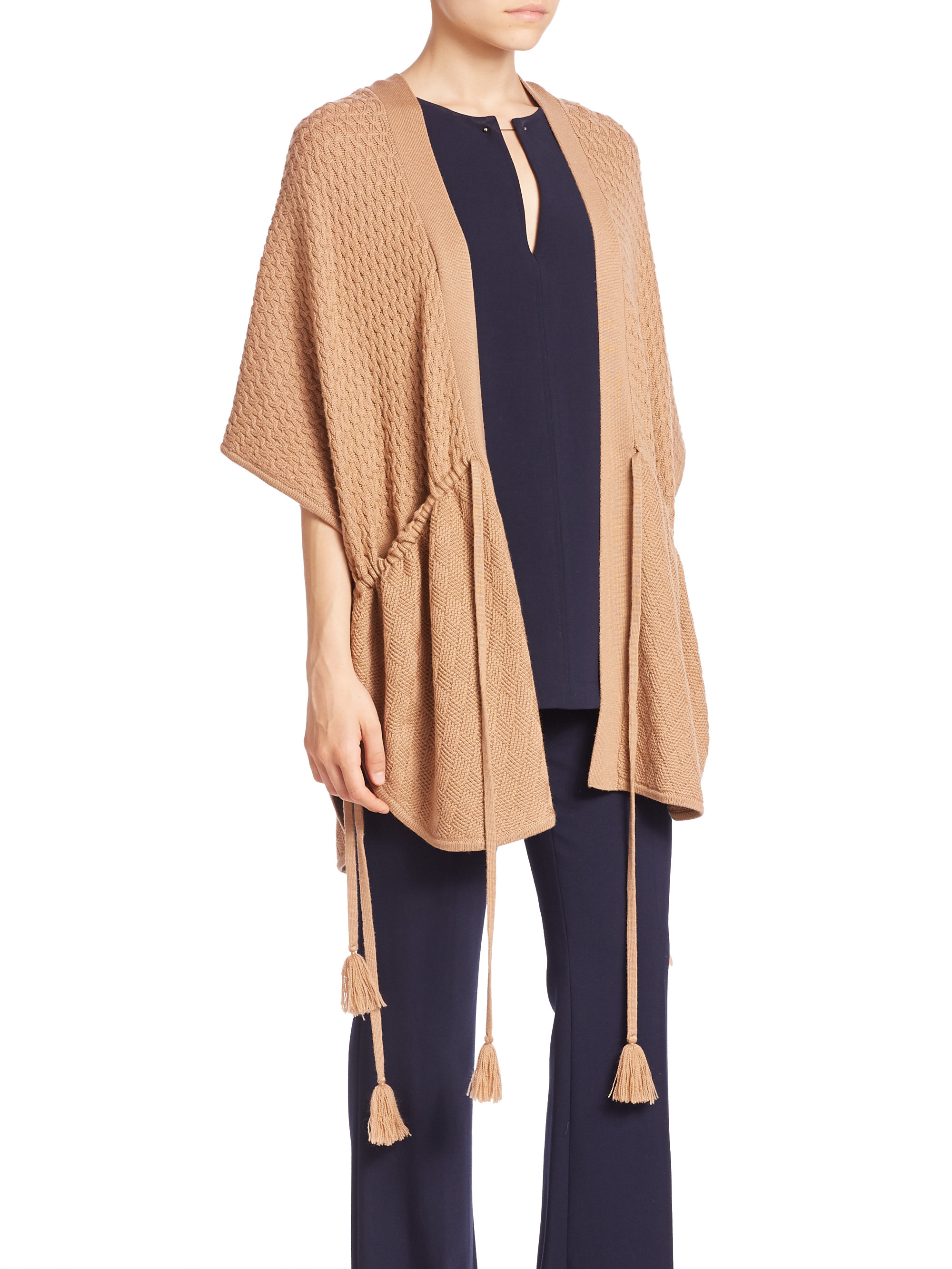 Trina Turk Atkinson Merino Wool Poncho in Camel (Blue) - Lyst