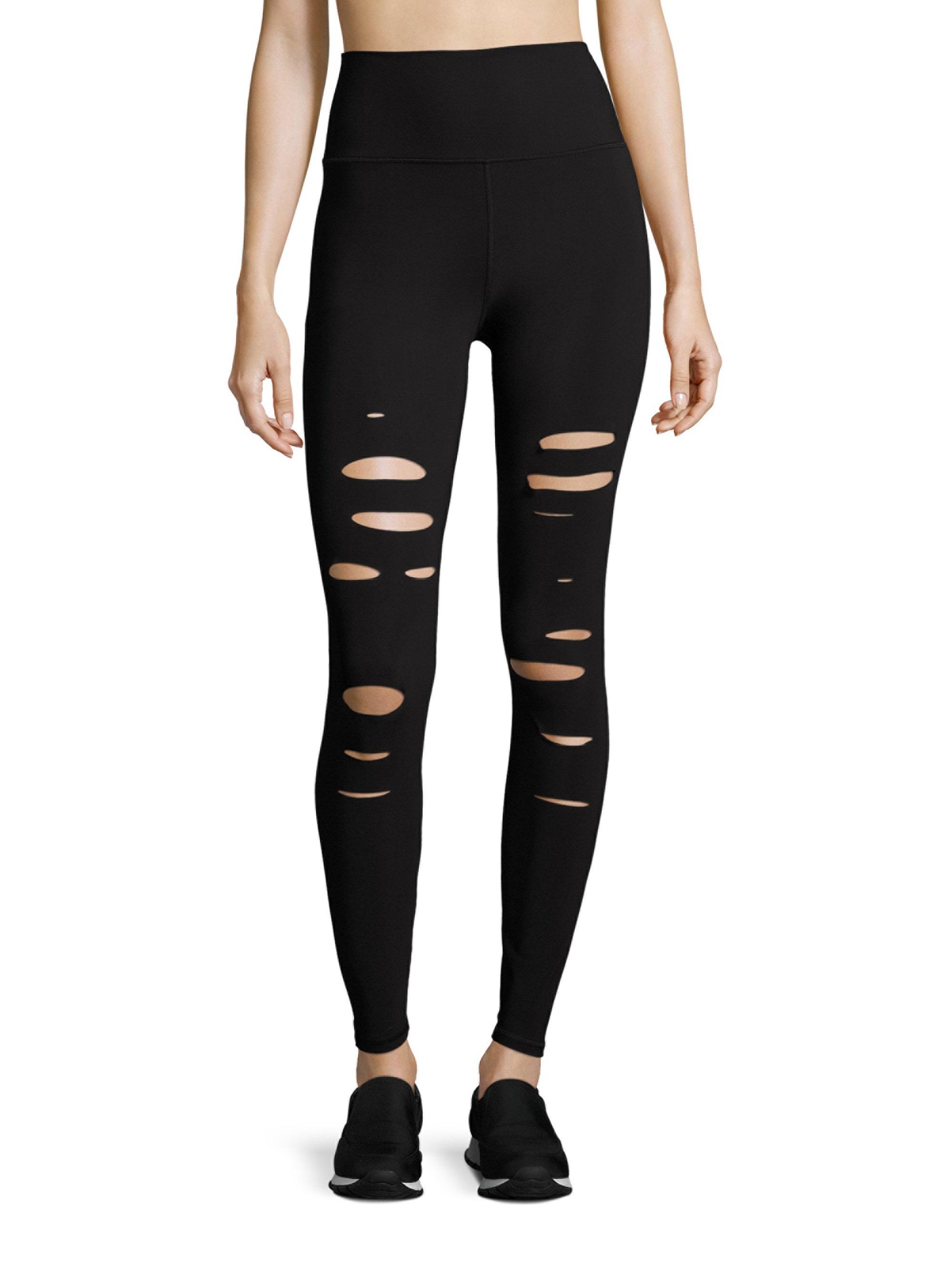Alo Yoga High Waist Ripped Warrior Leggings In Black Lyst