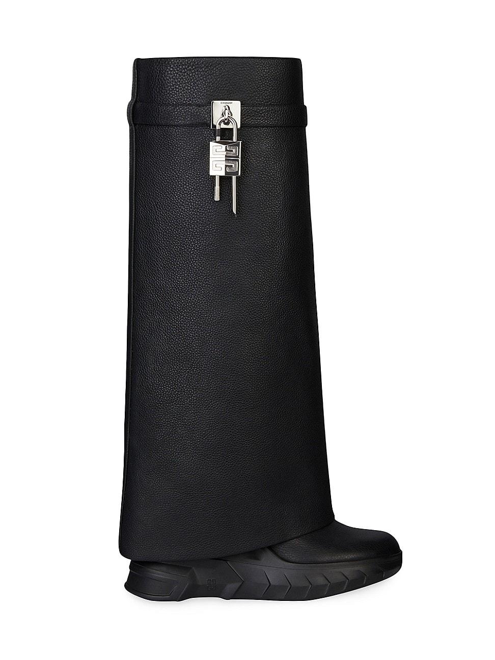Givenchy Shark Lock Biker Boots In Grained Leather in Black | Lyst