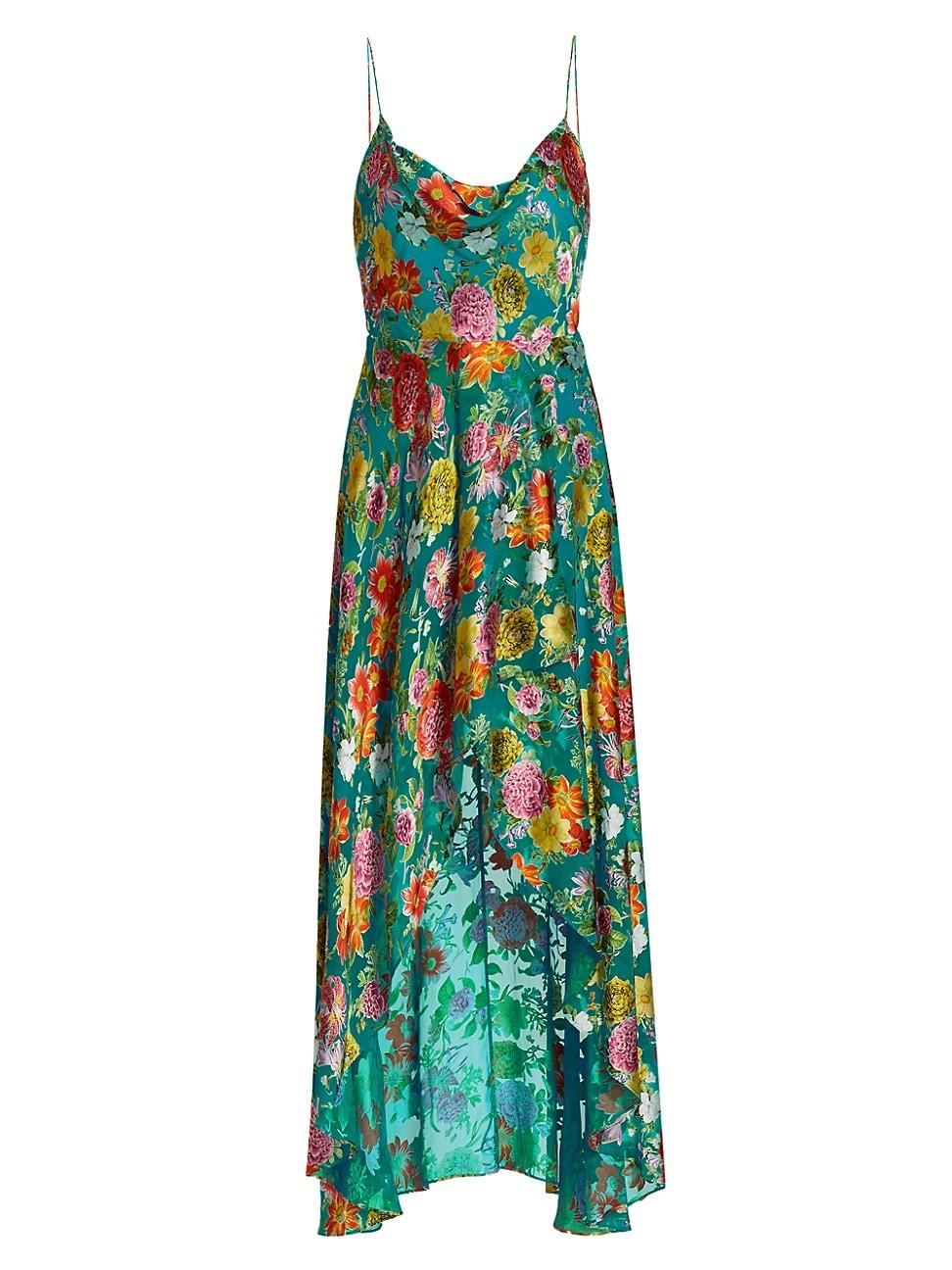 Alice Olivia Christina Floral Printed Hi Lo Dress In Green Lyst