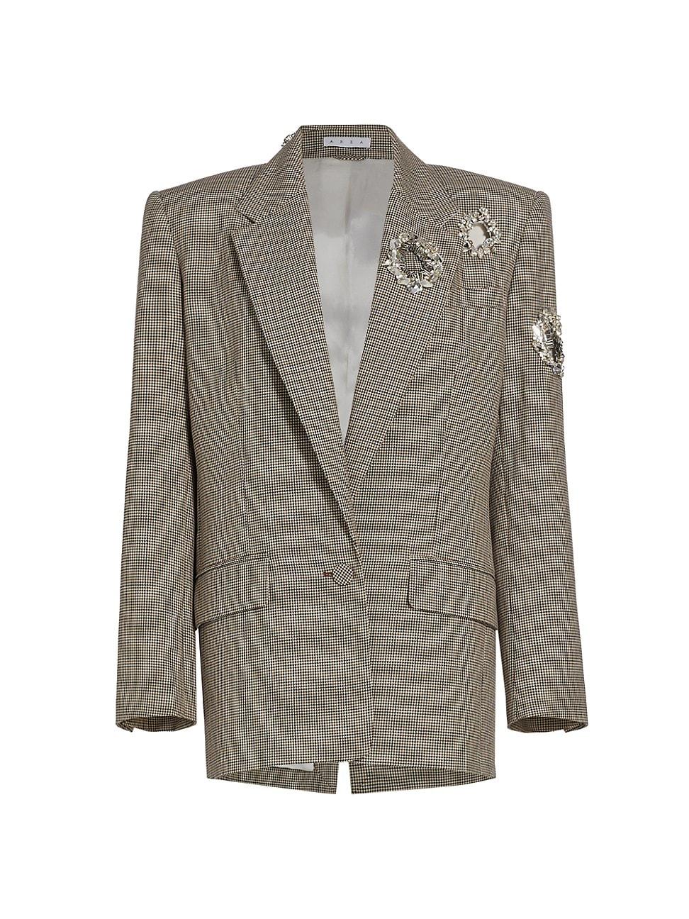 Area Oversized Houndstooth & Crystal Blazer in Gray | Lyst