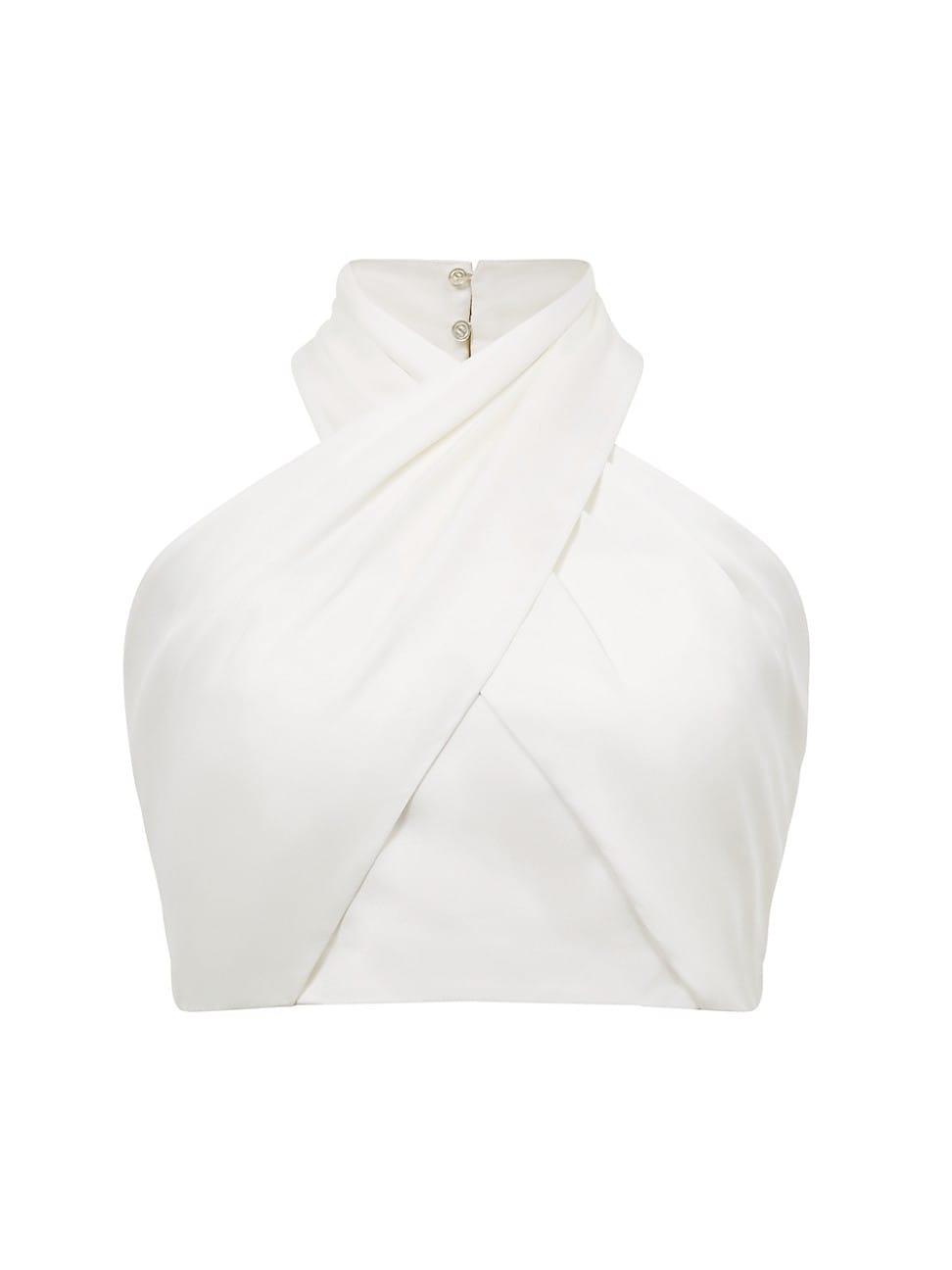 Reiss Lyra Satin Halter Crop Top In White Lyst