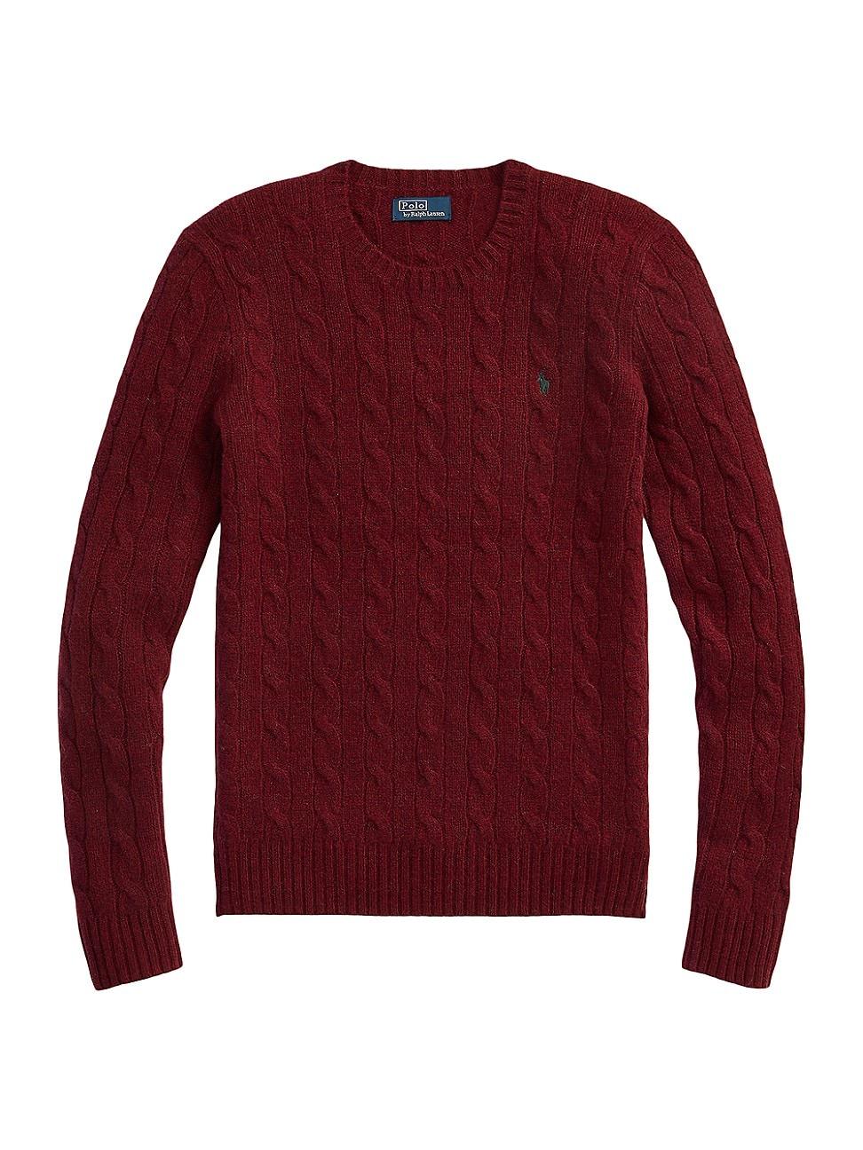 Polo Ralph Lauren Cable Knit Wool Blend Sweater In Red Lyst