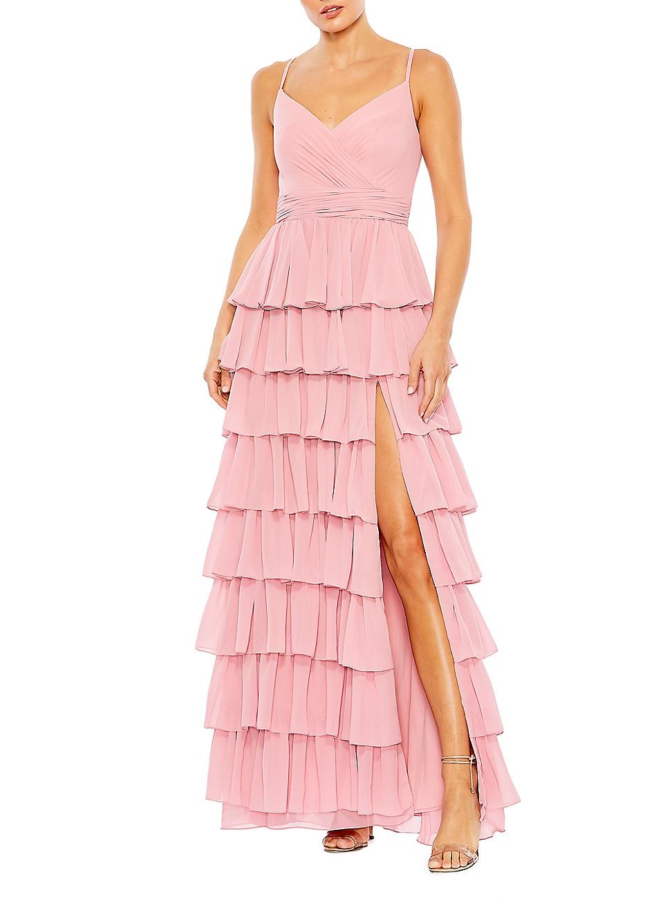 Mac Duggal Ieena Tiered Ruffle A Line Gown In Pink Lyst