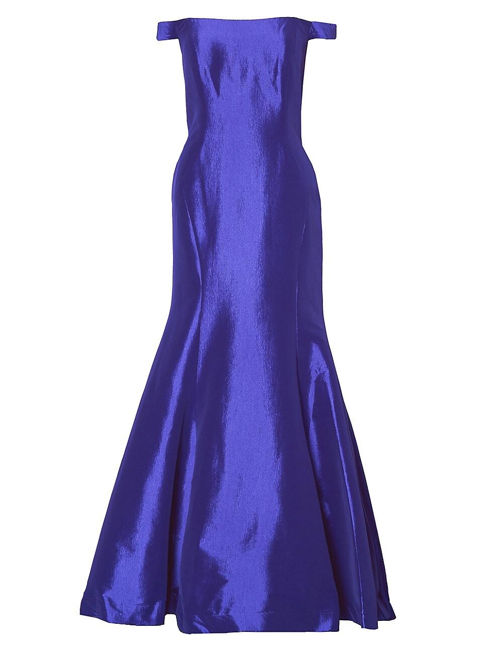 Mac Duggal Plus Satin Off The Shoulder Mermaid Gown In Purple Lyst