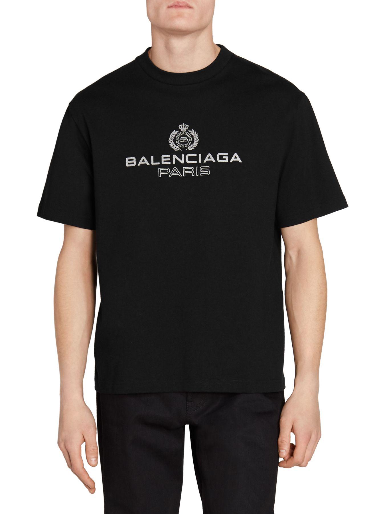 Balenciaga Cotton Vintage Paris Laurel Graphic Tee in Black for Men ...