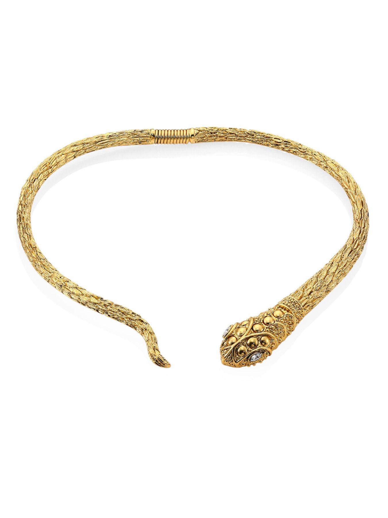 Kenneth Jay Lane Snake Collar Necklace in Antique Gold (Metallic ...