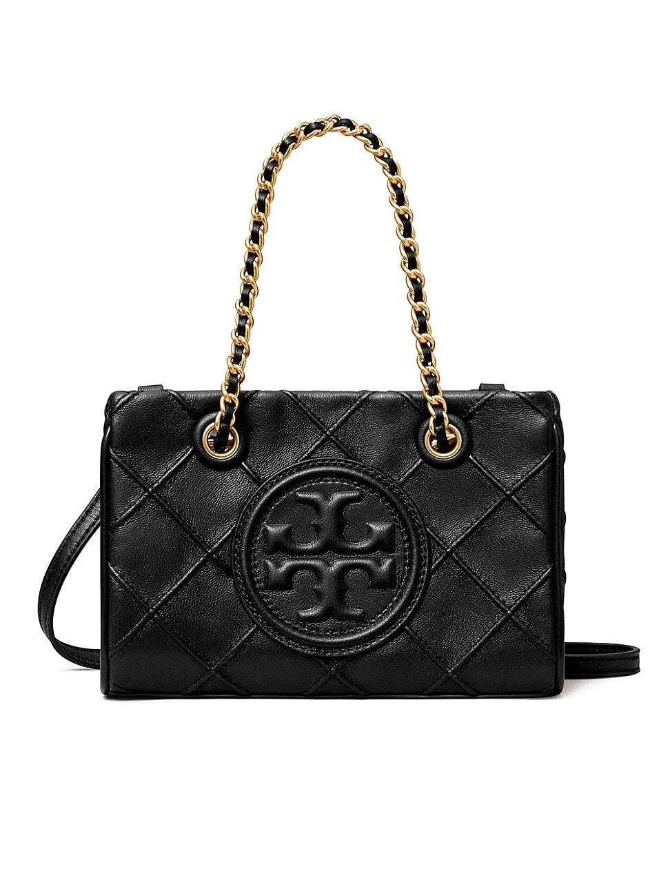 Tory Burch Fleming Mini Soft Chain Tote Bag in Black | Lyst
