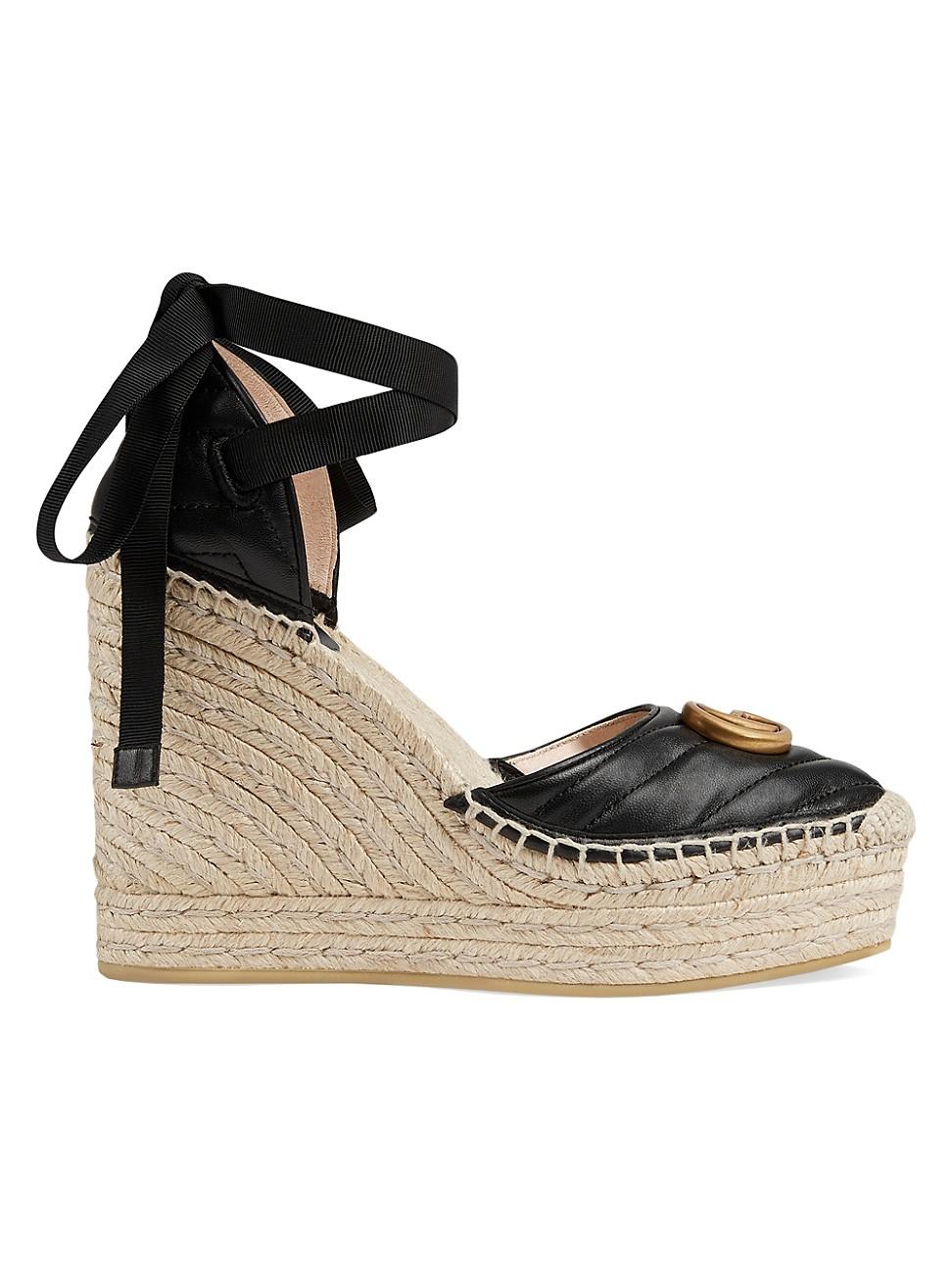 Gucci Palmyra Leather Wedges in Black | Lyst