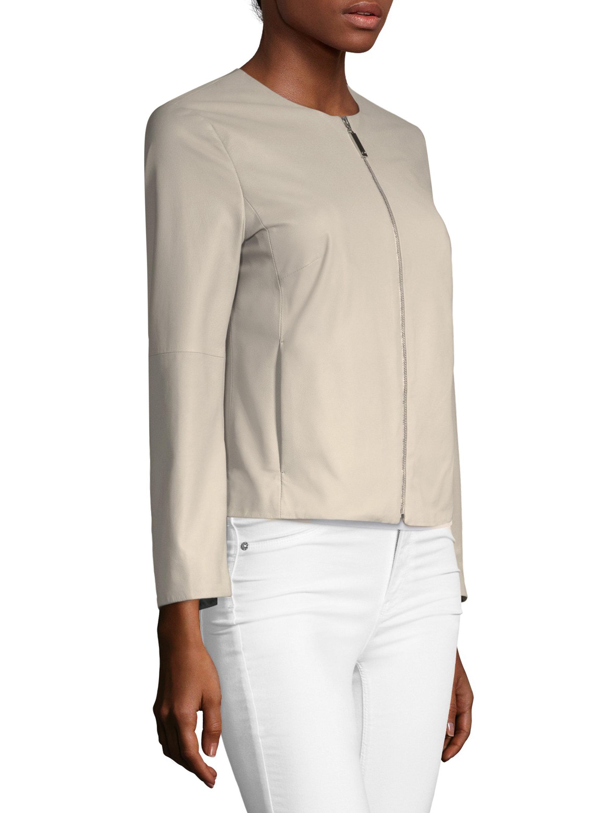 ESCADA Lamar Lambskin Leather Jacket in Grey (Gray) - Lyst