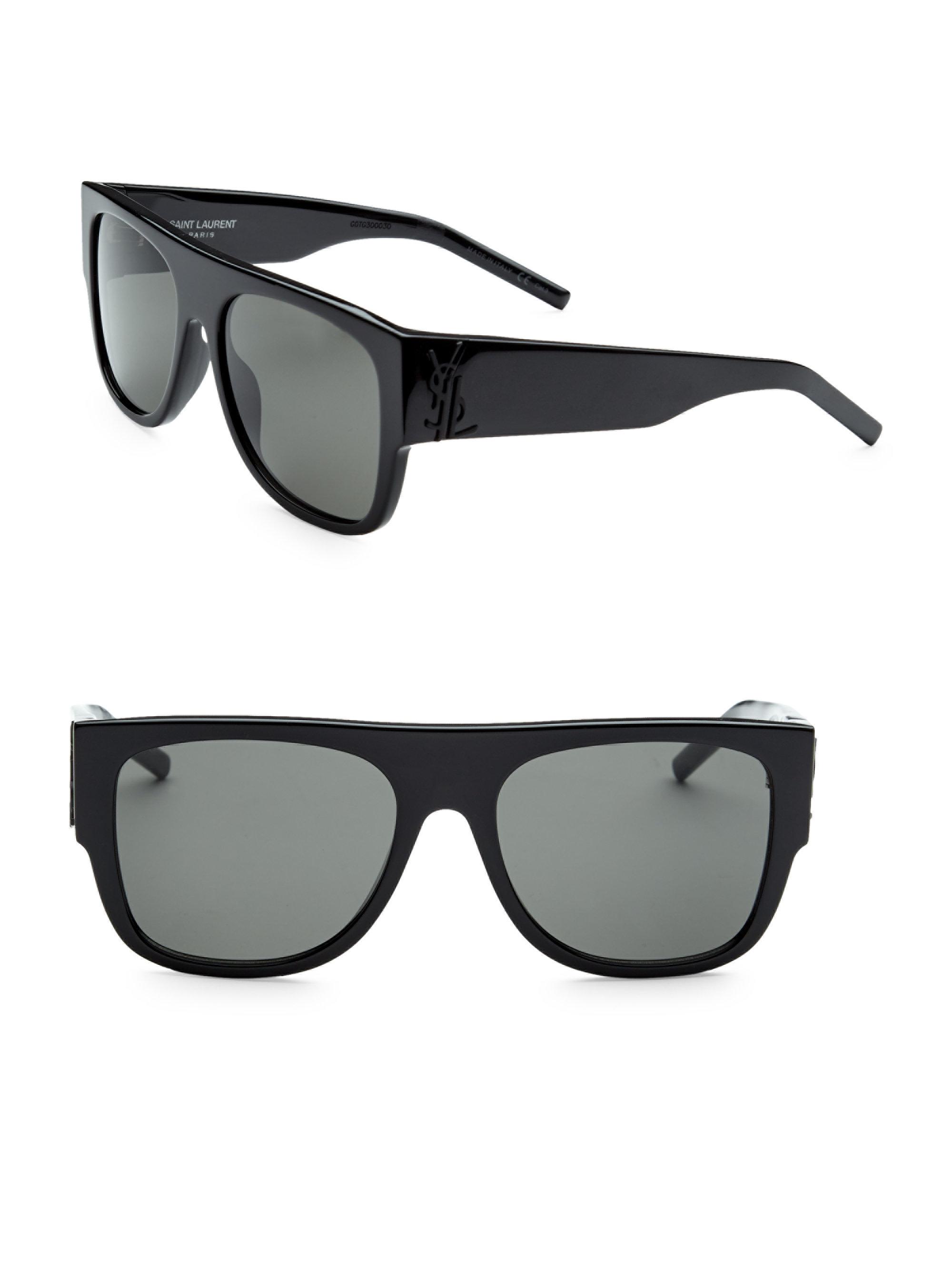 Saint Laurent 55mm Squared Flat Top Sunglasses In Black For Men Lyst