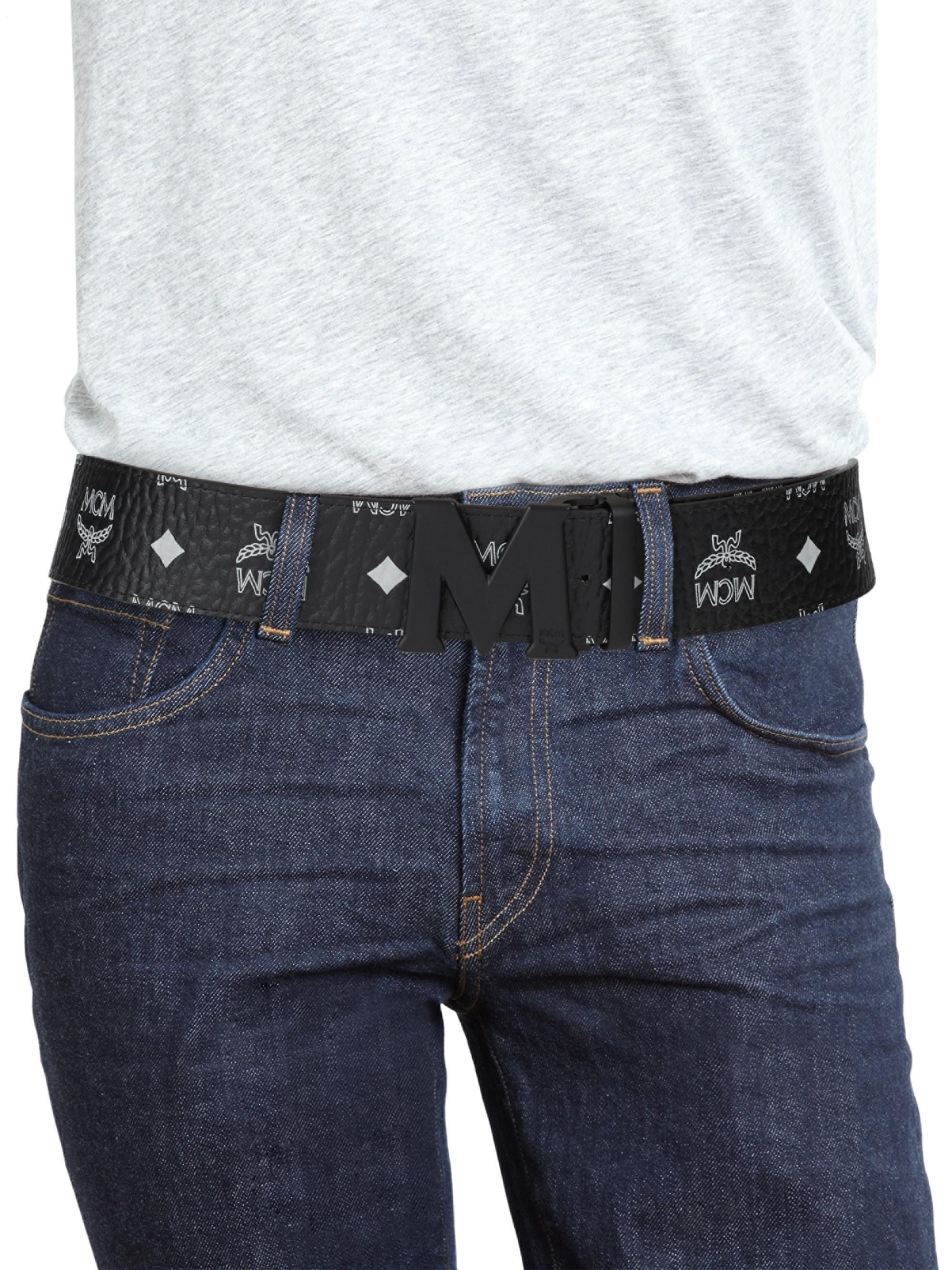 Cut To Size Claus M Reversible Belt In Visetos White MCM