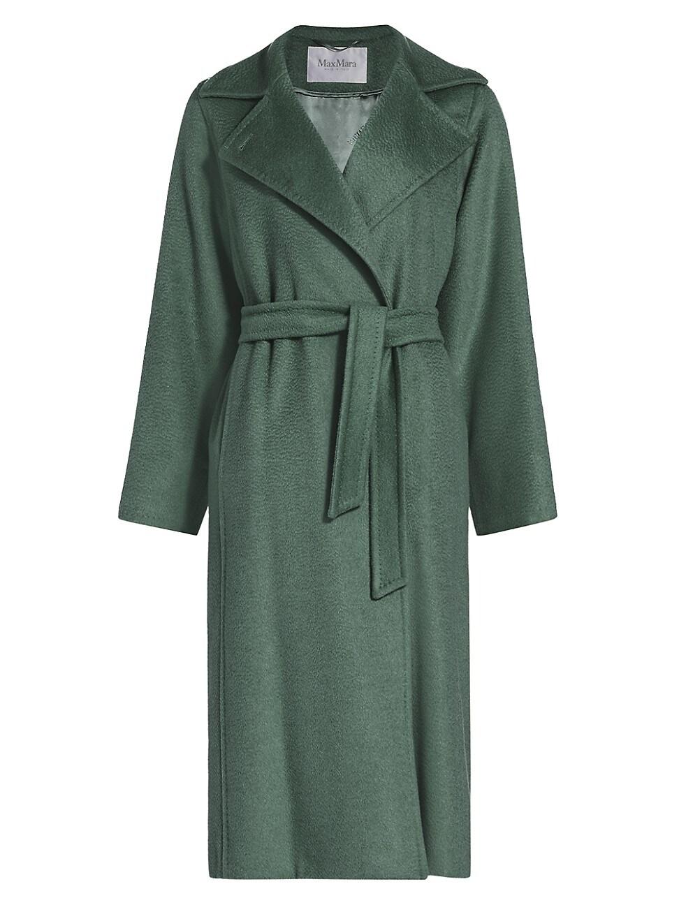 Max Mara Manuela Belted Cashmere Long Coat in Green | Lyst